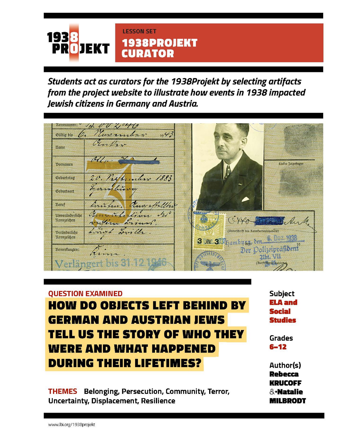 1938Projekt: Lesson Plans: For Middle and High Schools - Leo Baeck ...